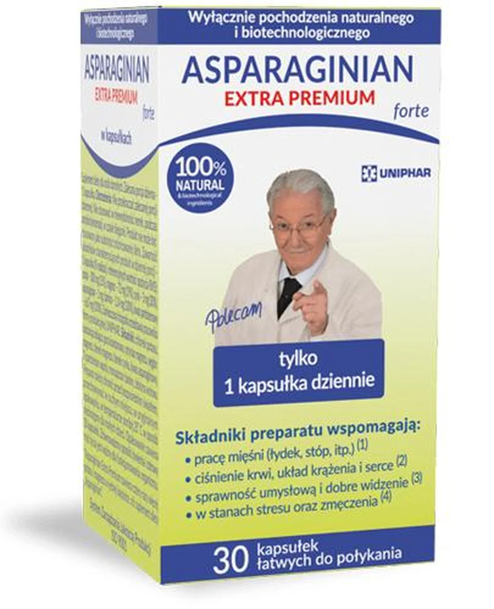 Asparaginian Extra Premium Forte, kapsułki, 30 sztuk - melisa.pl