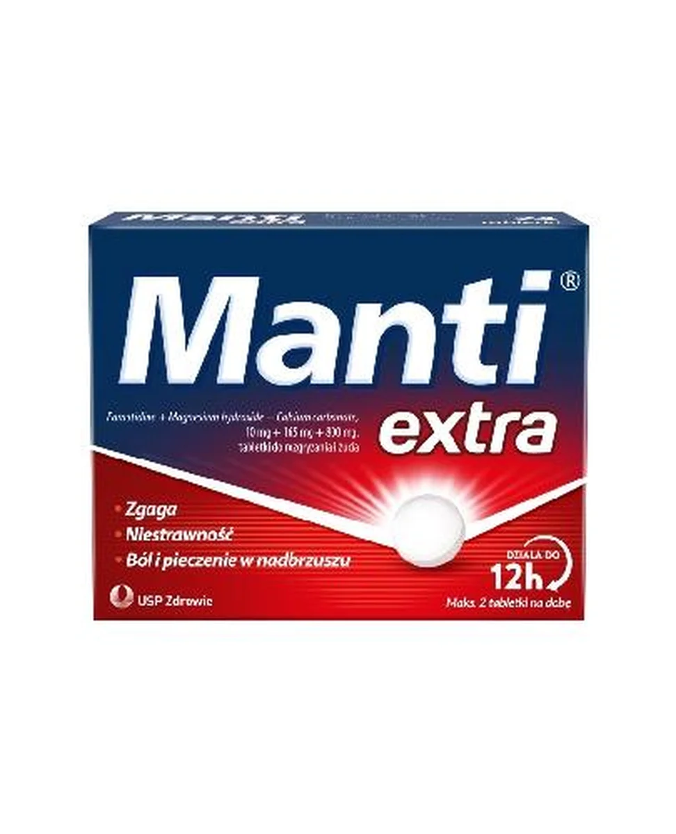 Manti Extra, 10 mg + 165 mg + 800 mg, 24 tabletki do rozgryzania i ...