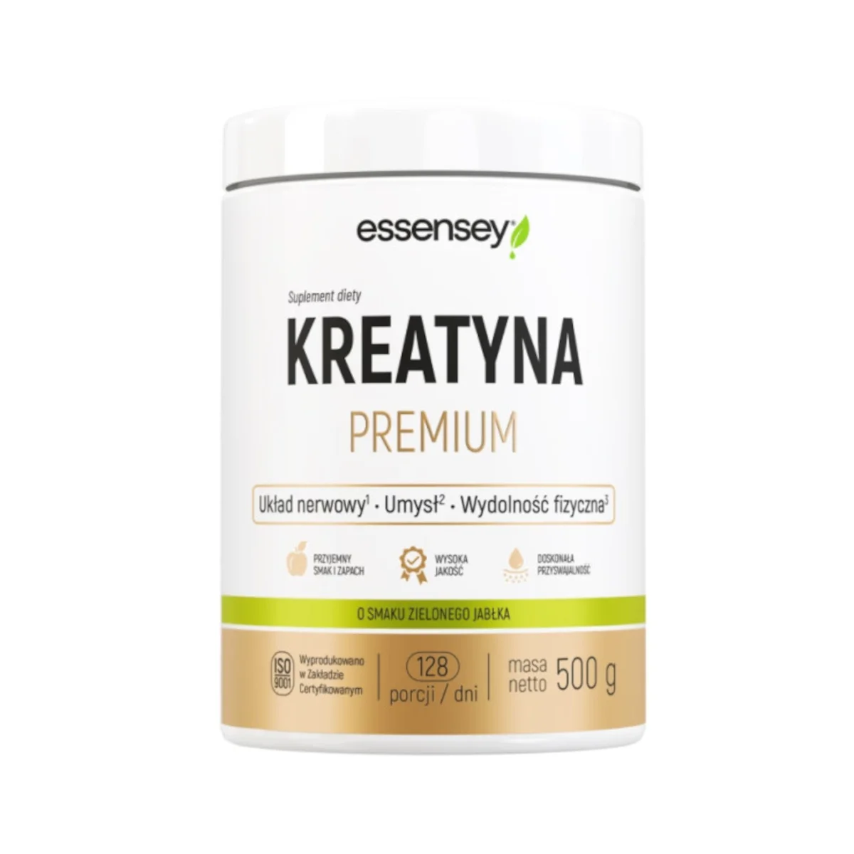 Essensey Kreatyna Premium Zielone Jabłko, proszek, 500 g - melisa.pl
