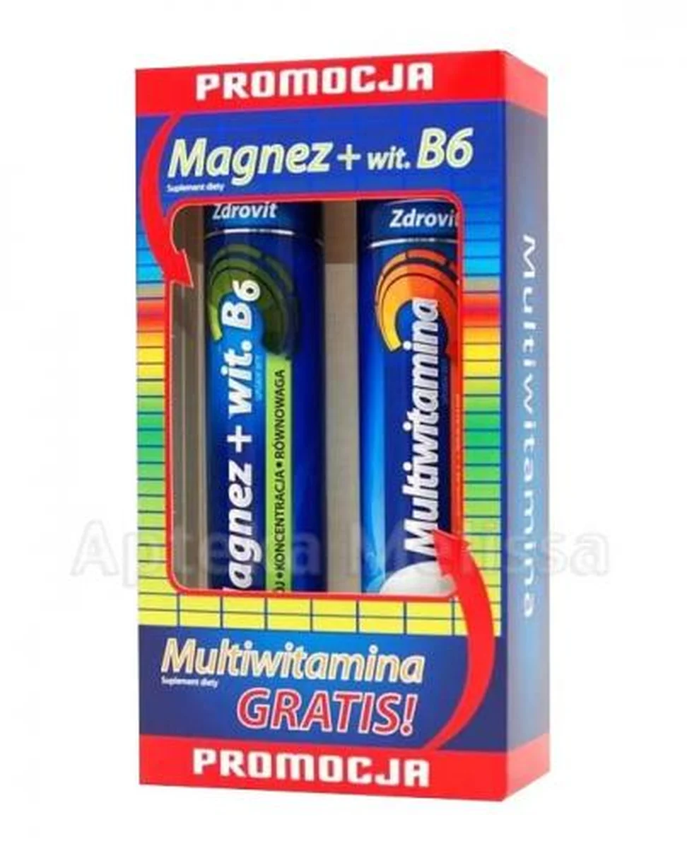 Zdrovit Magnez+Wit. B6 24 tabletki musujące + Multiwitamina 20 tabletek ...