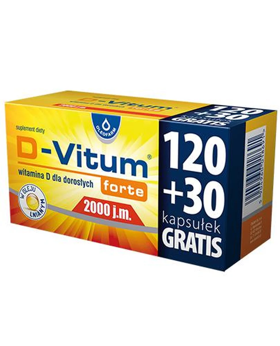 D-Vitum Forte 2000 j.m., kapsułki, 150 sztuk (120 sztuk + 30 sztuk ...