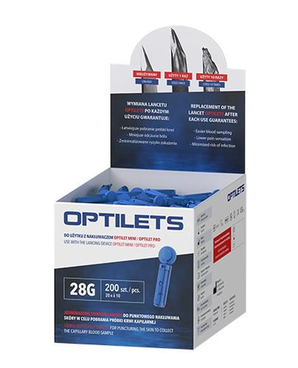 OPTILETS Lancety jednorazowe, sterylne, 200 sztuk - melisa.pl
