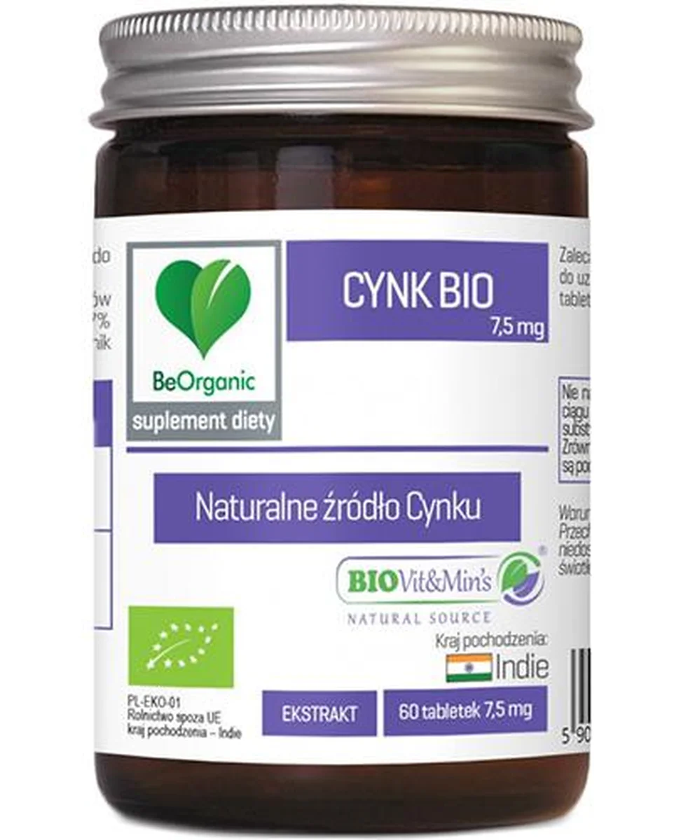 BeOrganic Cynk Bio, tabletki, 60 sztuk - wapteka.pl