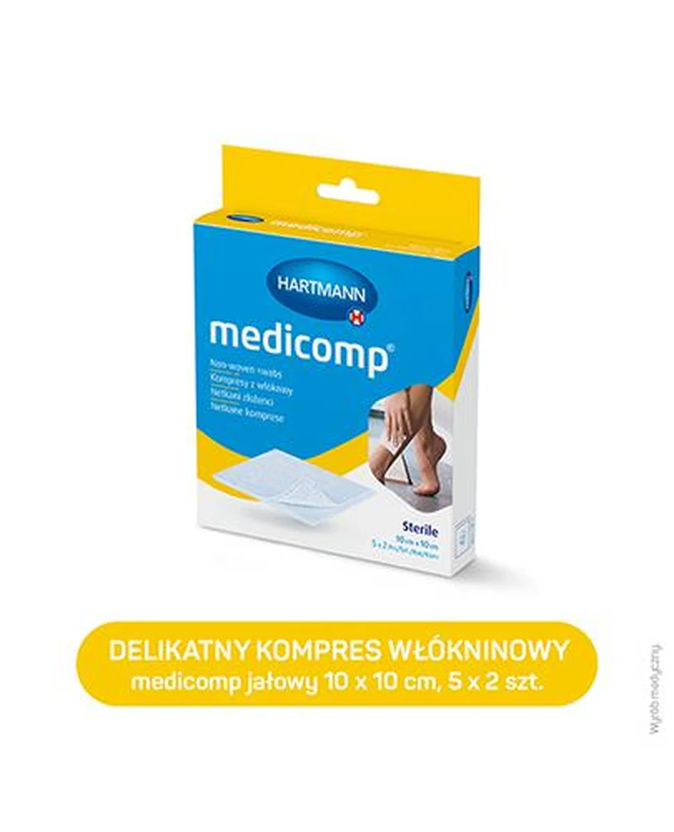 Hartmann Medicomp Kompresy z włókniny 10 cm x 10 cm, 10 sztuk - melisa.pl