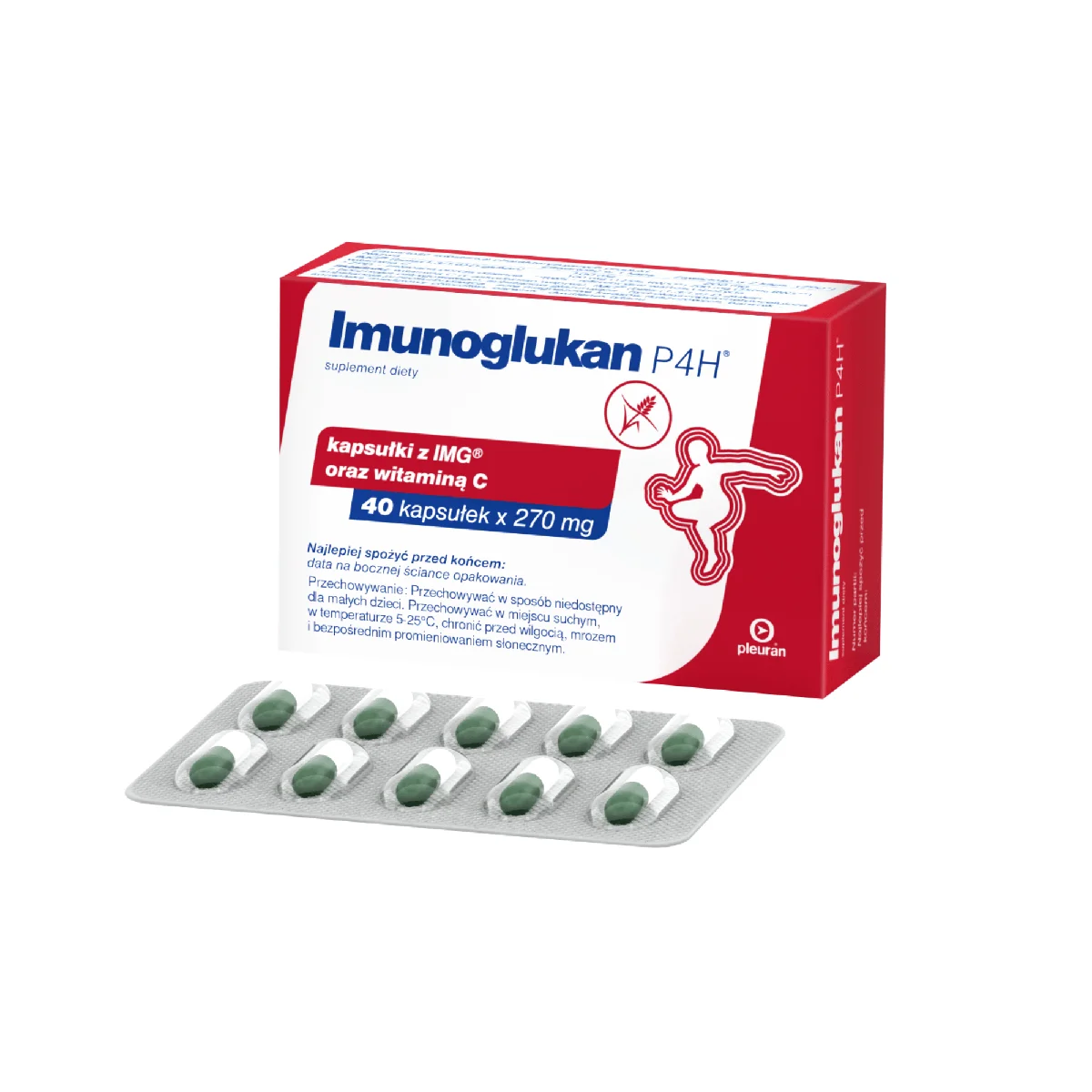 IMUNOGLUKAN P4H, odporność, IMG, witamina C, kapsułki, 40 sztuk - melisa.pl