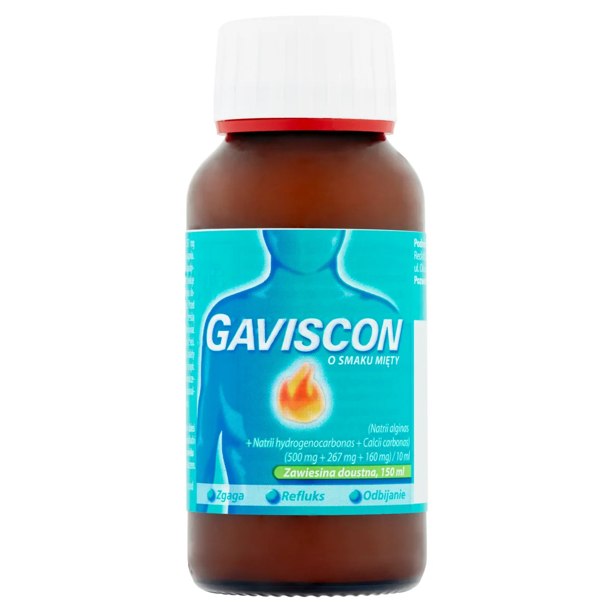 Gaviscon (500 mg + 267 mg + 160 mg)/10ml o smaku miętowym zawiesina 150 ...